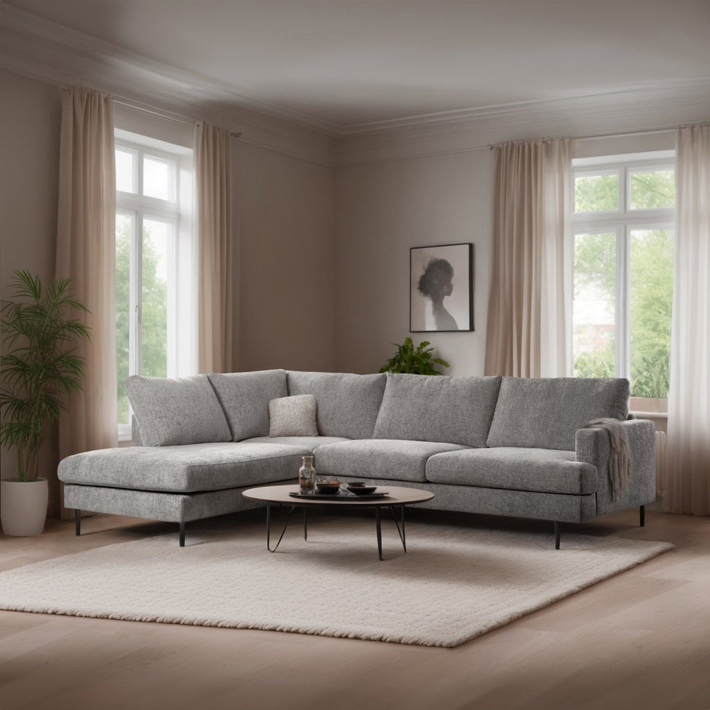 Hoekbank Gigi - Grijs - Linnen - 3-zits - Hoek Links