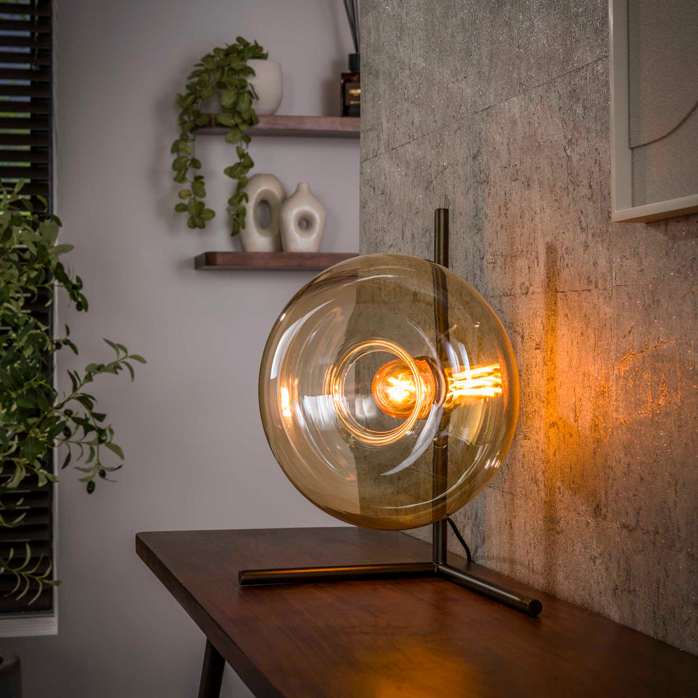 Tafellamp Donut - 1-lichts - Amberkleurig - Glas