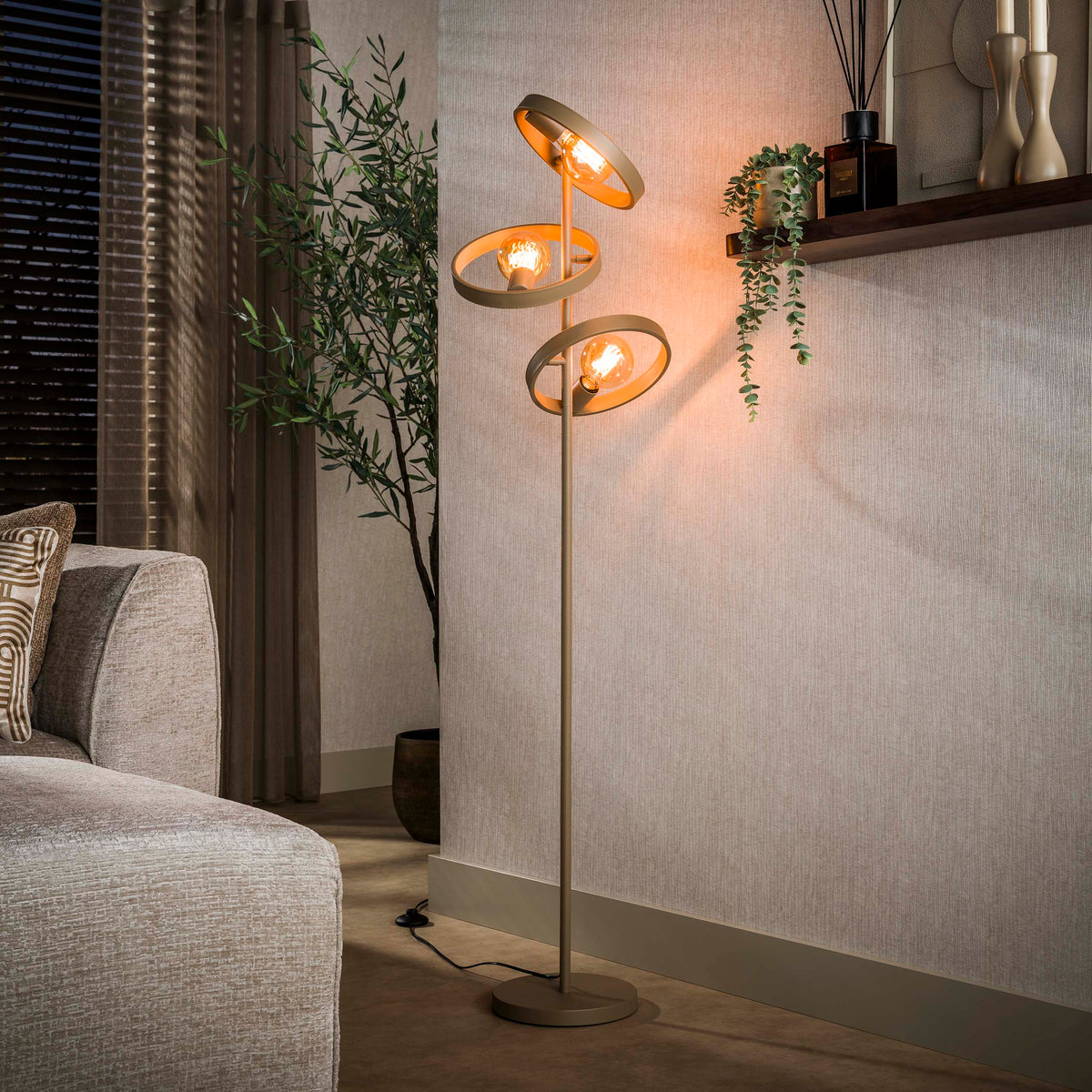 Vloerlamp Amara - Beige - Metaal - 155 cm